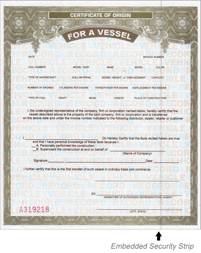BOAT MCOs Boat Certificates of Origin