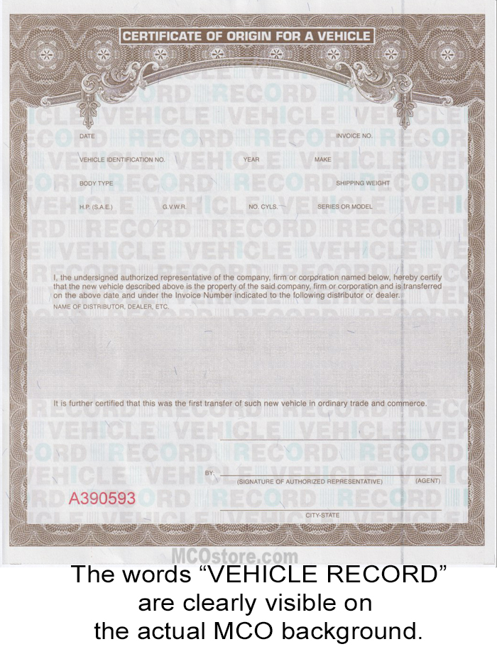 MCOs Manufacturer Certificate of Origin MCO/MSO MCO Store.com